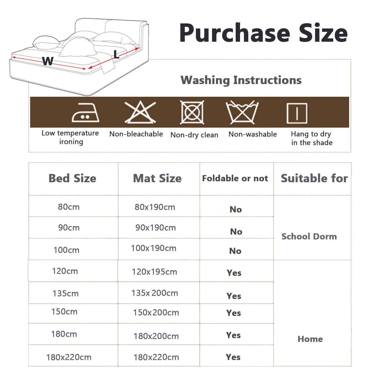 Summer Cooling Bamboo Sleeping Mat, Double-Sided Single/Twin/Queen Folding Mattress Topper Pad,Breathable Smooth Bed Sheet Air Conditioning Mat，Summer Bedding for Home School Dorm(with Pillowcase) (S