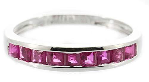 Gin & Grace 14K White Gold Mozambique Genuine Ruby Ring for women | Ethically, authentically & organically sourced (Square-cut) shaped Ruby hand-crafted jewelry for her | Ruby Ring for women