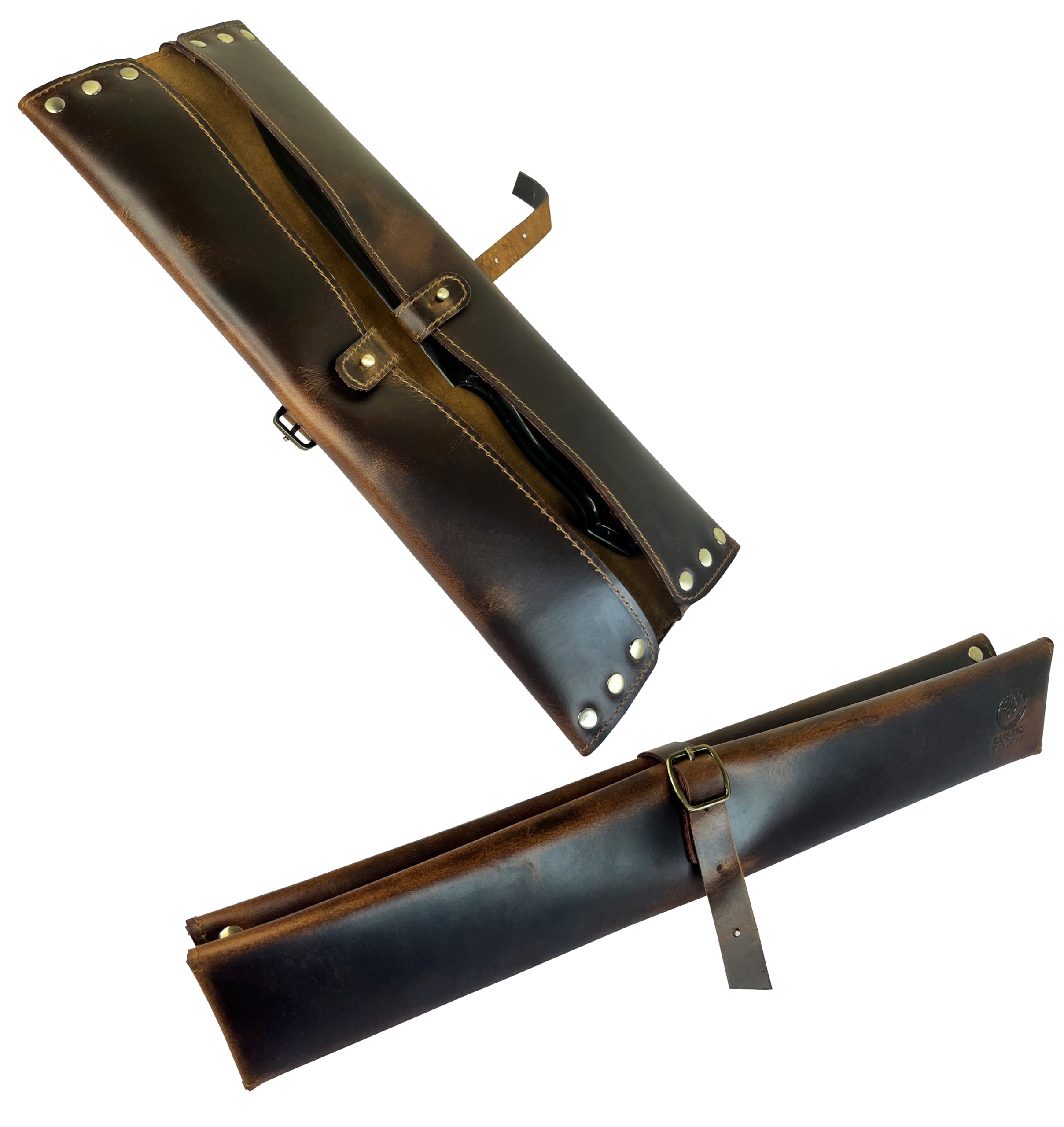 RUSTIC TOWN Leather Knife Roll - Chef Knife Case for Professional & Home Use - Secure & Stylish Knives Organizer - Travel-Friendly, Gift for Men & Women