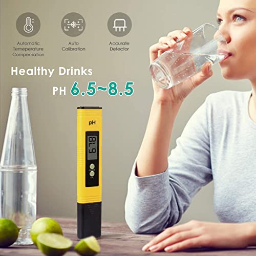 PentaBeauty PH Meter, PH Meter 0.01 PH High Accuracy Water Quality Tester with 0-14 PH Measurement Range, PH Meter for Water/Brewing/Food/Soil/Sauce/Laboratory, TDS Meter, PH Pen