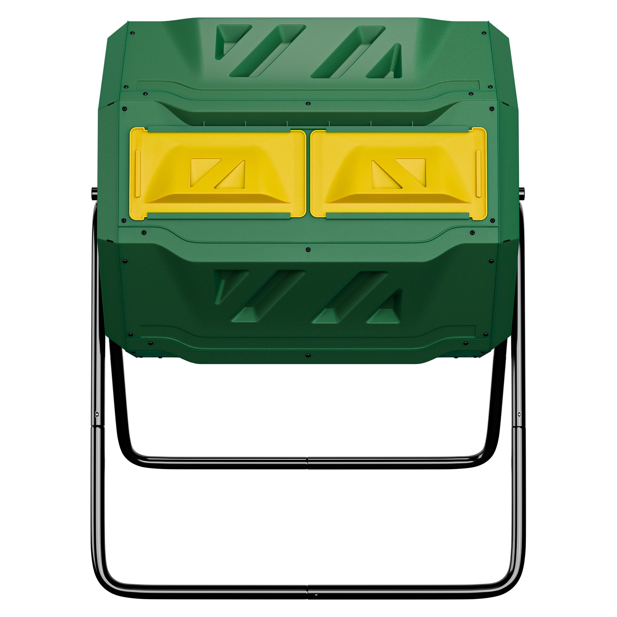 Saicool Large Dual Chamber Composting Tumbler Outdoor Garden Rotating Compost Bin Tumbling Composter with Sliding Door, (43 Gallon,Green)