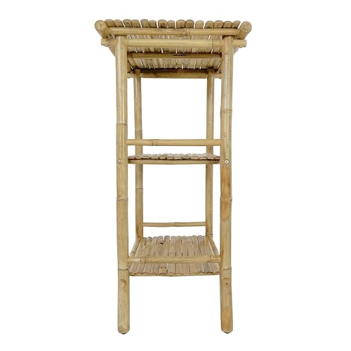 ZEW Handcrafted 3-Tier Bamboo Free Standing Storage Bookcase Shelf