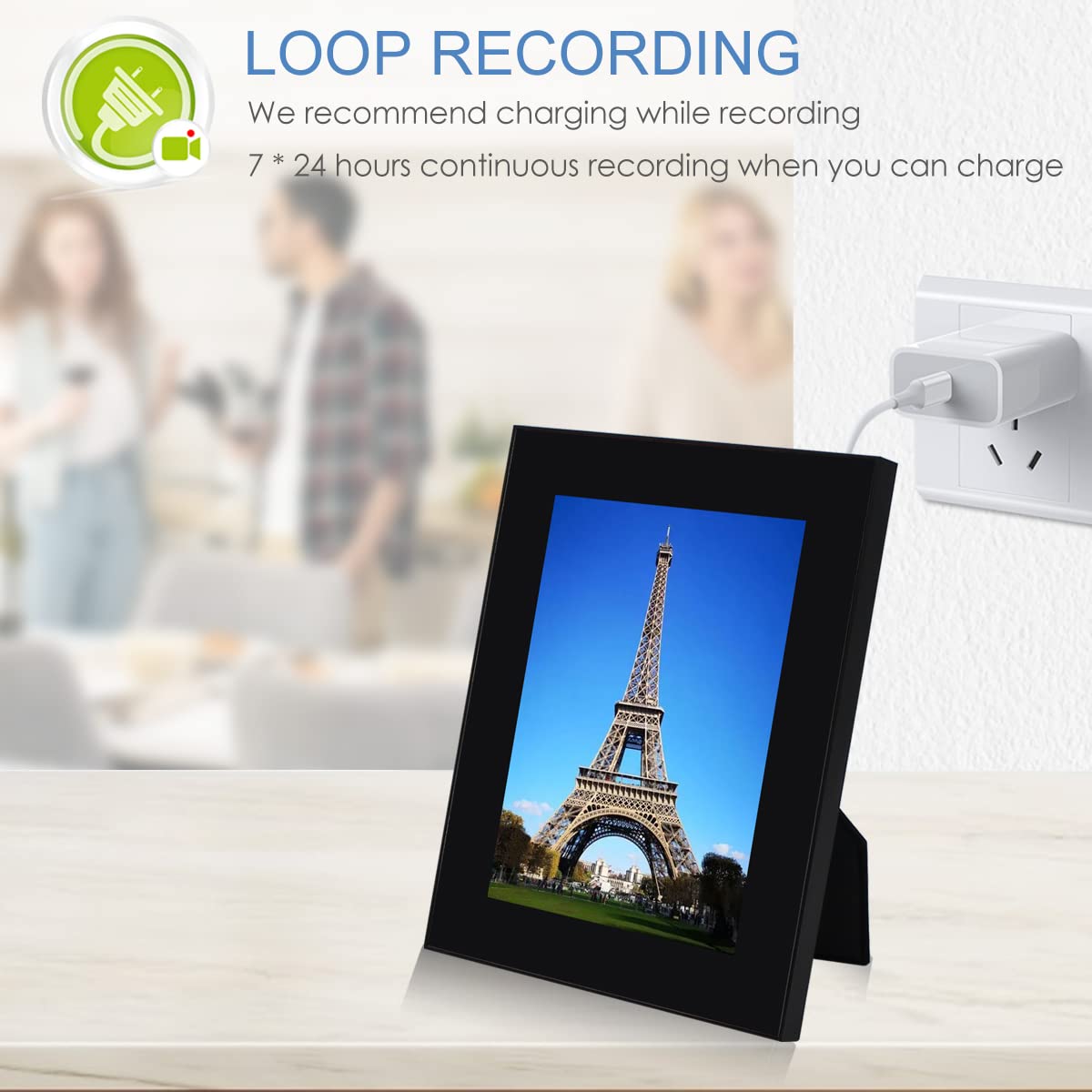 Pelay Hidden Spy Camera WiFi Frame Camera Wireless Security Nanny Camera, Video Recording with Motion Activated for iOS/Android