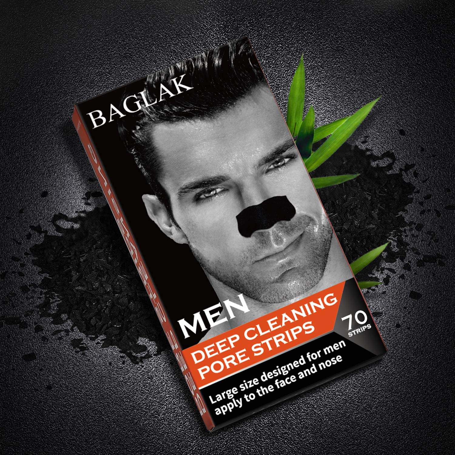 Men Blackhead Pore Strips - 70 Strips - Deep Cleansing - Face Nose Pores - Blackheads Removal - Large Size For Nose+Face