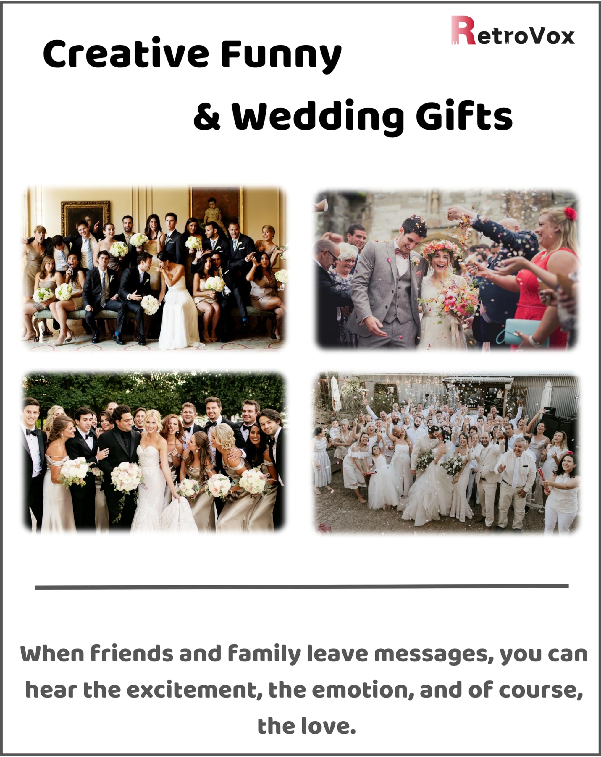 RetroVox Audio Guest Book Wedding Phone Guestbook Easy to Use & Fun Engagements Anniversaries Baby Showers Graduation Record Personalized Audio Messages Off-White
