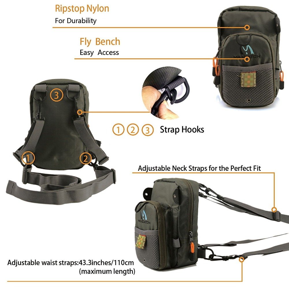 M MAXIMUMCATCH Maxcatch Fly Fishing Chest Pack Light Weight Adjustable Outdoor Multifunctional Fishing Bag