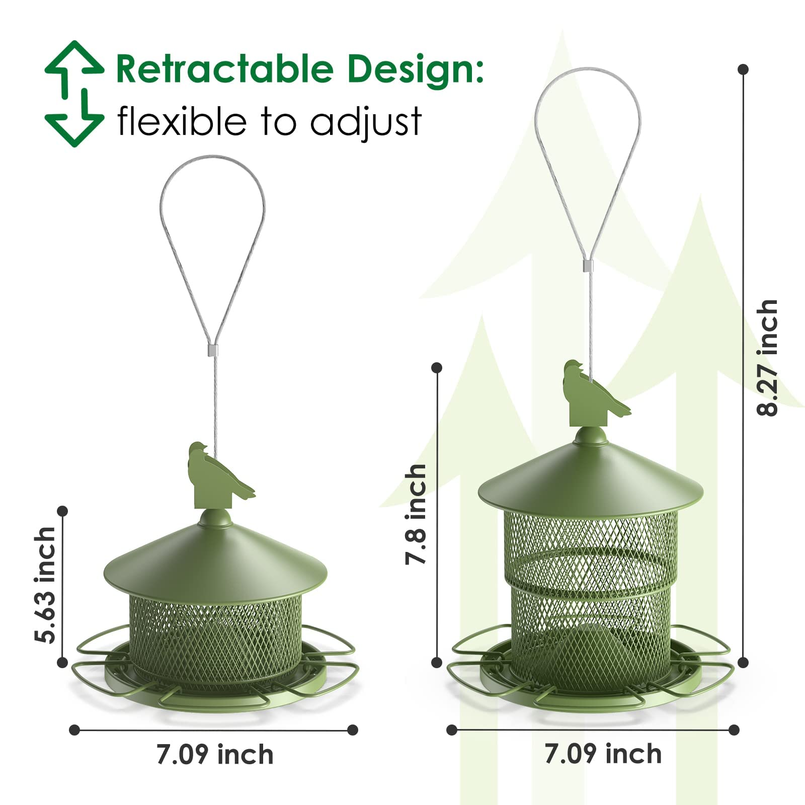Outdoors Hanging Metal Bird Feeder: Digipettor 4 lbs Large Capacity Mesh Squirrel-Proof Wild Bird Seed Feeder for Garden Yard Outdoors Decoration, Green
