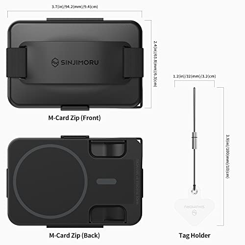 Sinjimoru Secure Magnetic Wallet as Phone Grip Stand for MagSafe Wallet, Cell Phone Wallet Stick On with Phone Kickstand & Phone Grip Holder for iPhone 14 13 12 Series. M-Card Zip Black