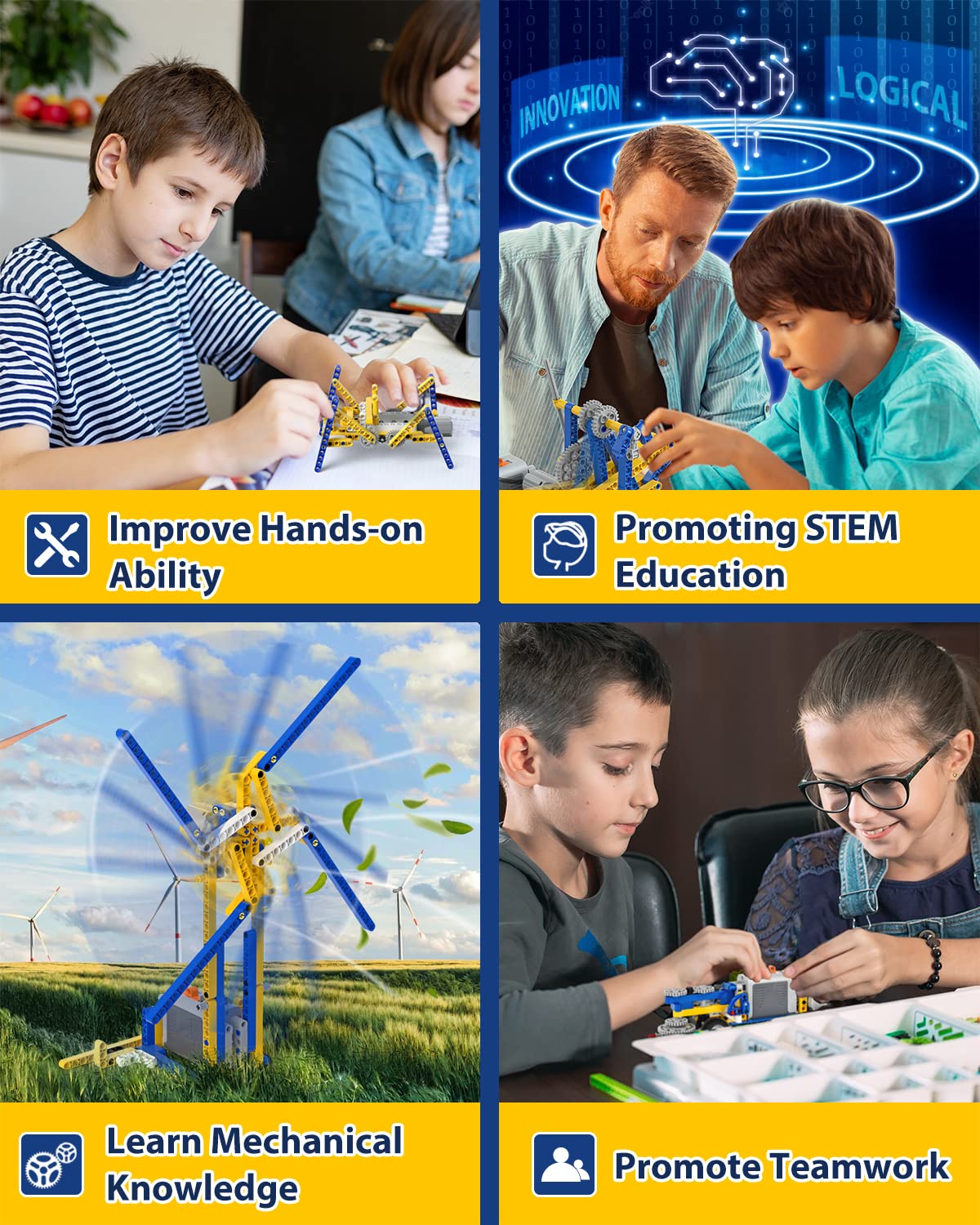 Lehoo Castle Educational Building Sets STEM Learning Kit, 12 in 1 DIY Engineering Toy, 352 PCS Construction Toy, Robot Building Blocks Toy Gift for Boys Girls Age 6 7 8 9 10 11 12+ Years Old