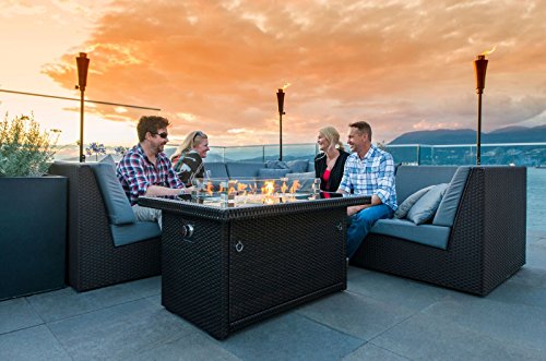 Outland Fire Table Tempered Glass Wind Guard Fence for Outland Series 401/403 Outdoor Propane Fire Pit Tables, Rectangular 29-Inch x 13-Inch x 4.5-Inch - Thick 5/16-Inch Safety Barrier Clear