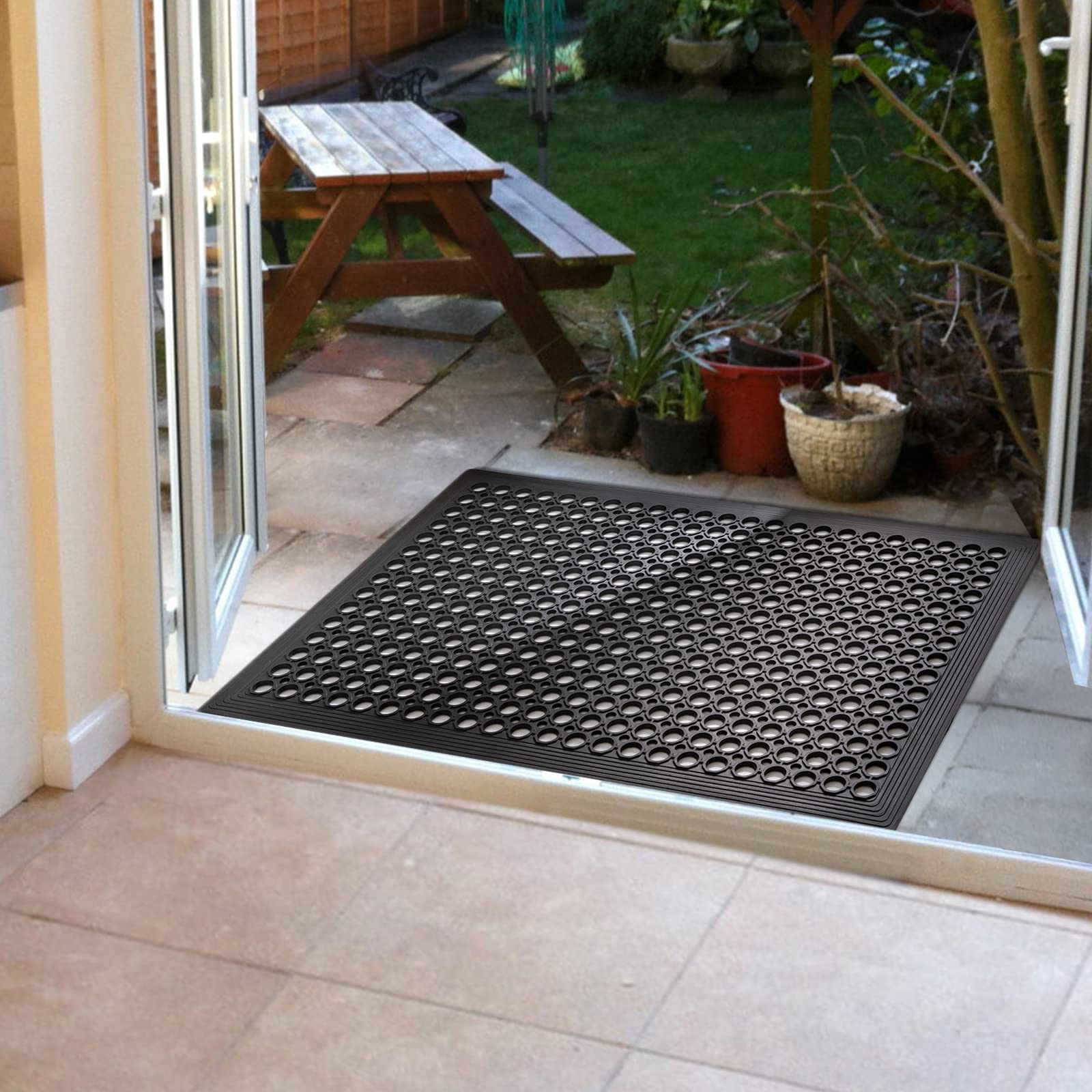 Rubber Door Mats Anti-Fatigue Floor Mat for Kitchen New Bar Floor Mats Commercial Heavy Duty Non-Slip Mat Black 36" x 60"