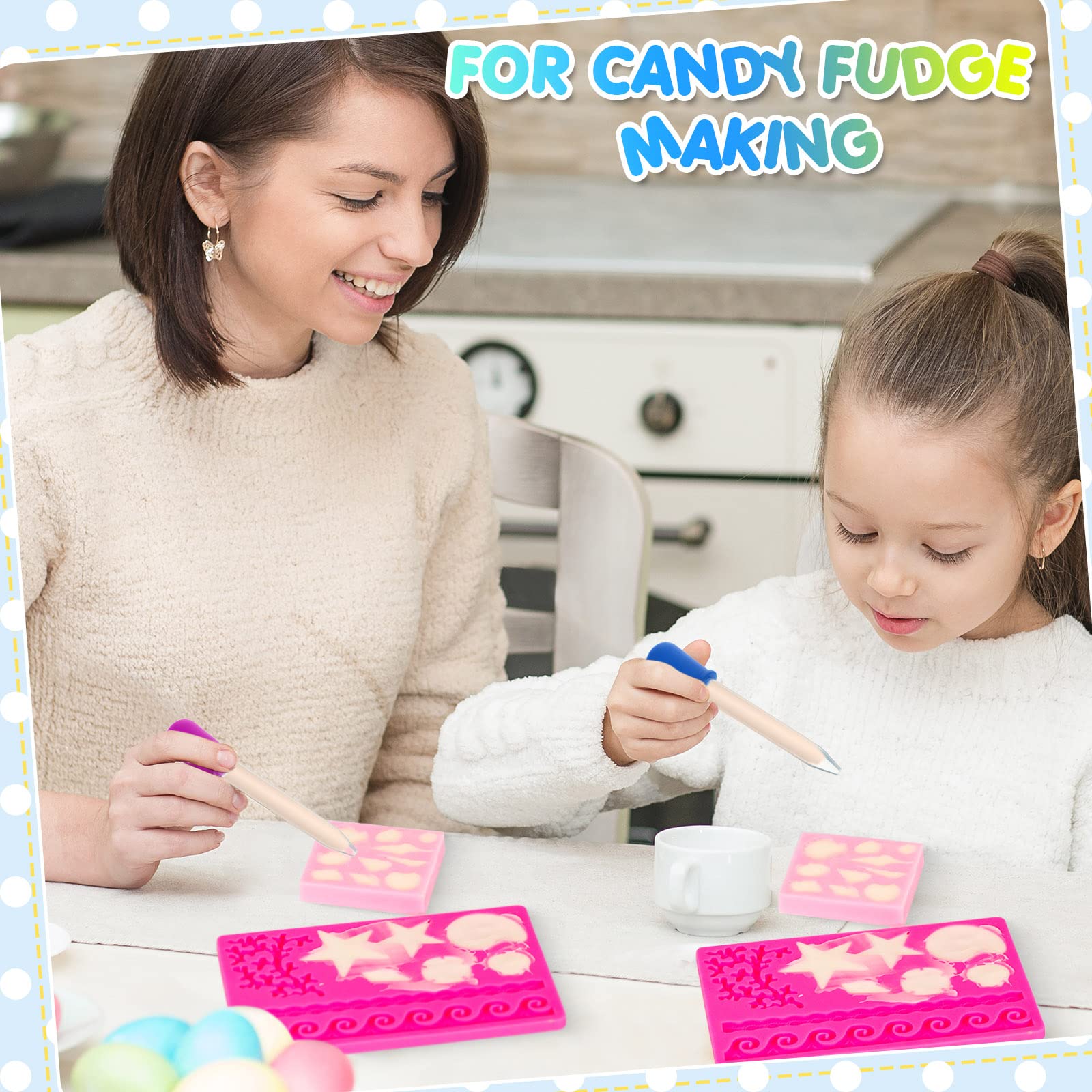 Potchen 50 Pieces Liquid Droppers for Kids, 5ml Silicone Pipettes Clear Eye Dropper with Bulb Tip and 5 Cleaning Brushes for Children Candy Making Crafts Projects Supplies