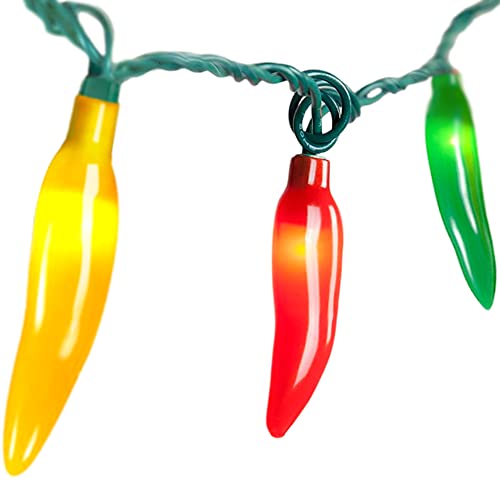 Pallerina Multi-Colored Chili Pepper String Lights, 13.6FT Hot Chili Pepper Lights with 35 Christmas Warm White Chili Pepper Bulbs(2 Spare) UL Listed for Outdoor Indoor Kitchen Garden Patio Decoration