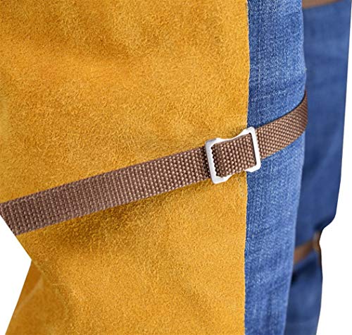 Oncefirst Welding Safety Chaps Leather Apron Style Adjustment Split Leg Fire & Wear Resistant Safety Apparel Yellow One Size