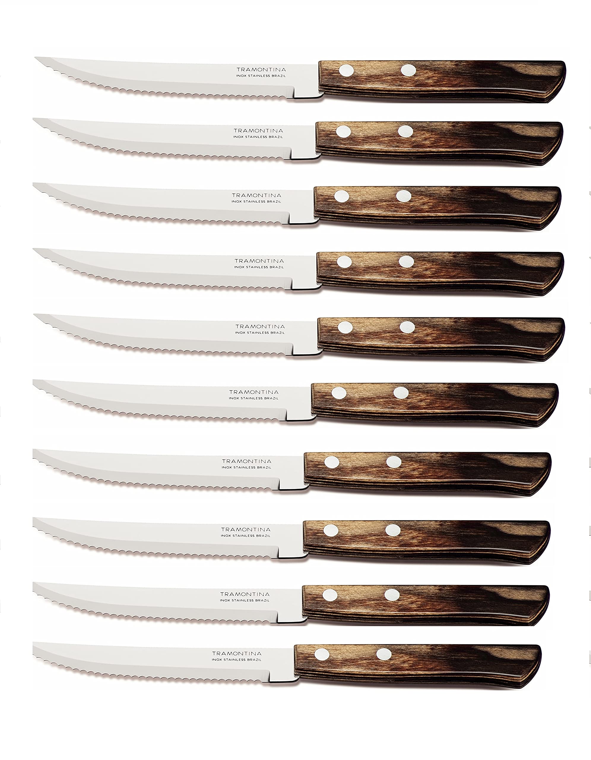 Tramontina 29899/155 Knives 10 Set, Stainless Steel, Brown knife cook set of 10