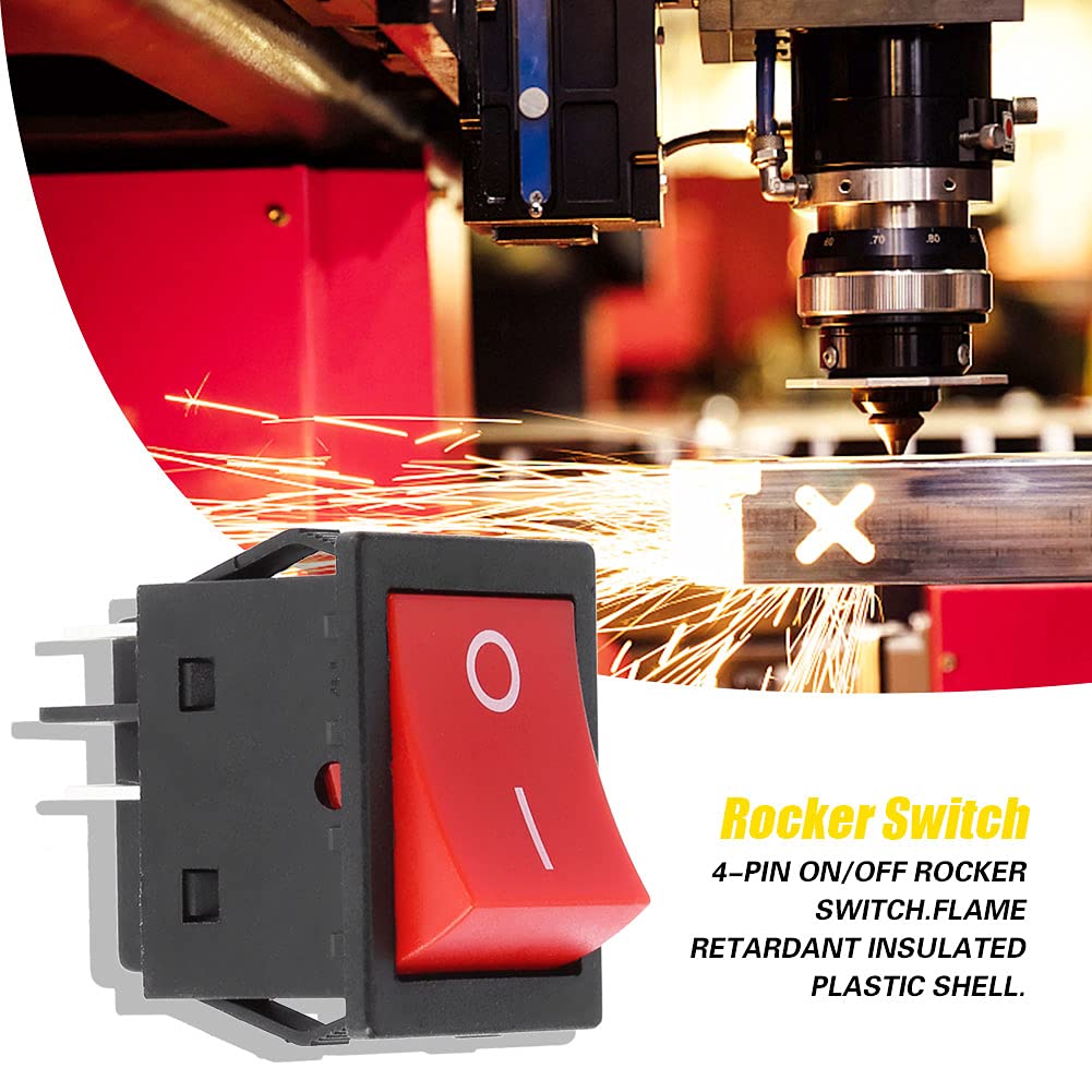 ON Off Rocker Switch, 120V AC/250V AC30A Welder Welding Machine 4-Pin 2 Position Boat Type Toggle Switch(1PCS)
