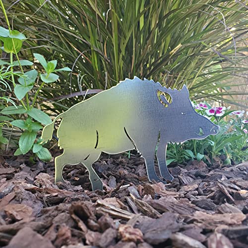 Metal Wild Boar Garden Stake, Small Javelina Southwestern Desert Peccaries, Rusty Garden Yard Art, Cute Western Wild Pig Gift