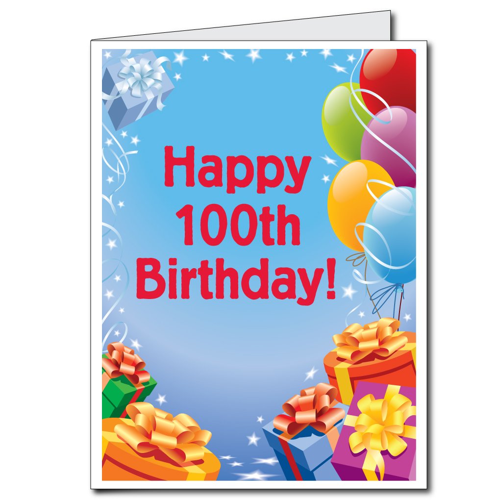 VictoryStore Jumbo Greeting Cards: Giant 100th Birthday Card (presents and Balloons), 2 feet x 3 feet card with envelope 12608