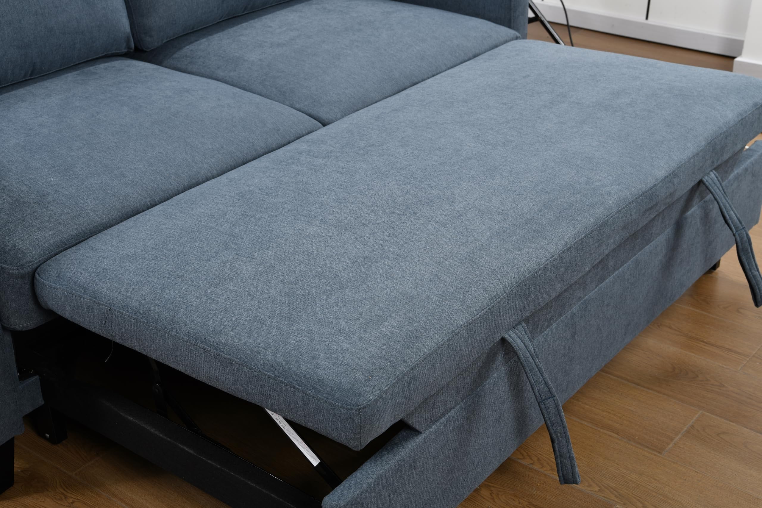 ZIGHTH 69'' Convertible Queen Size Sleeper Sofa Bed, Modern Linen Loveseat Sofa Couch with Pull Out Bed and Adjustable Backrest for Living Room. Blue