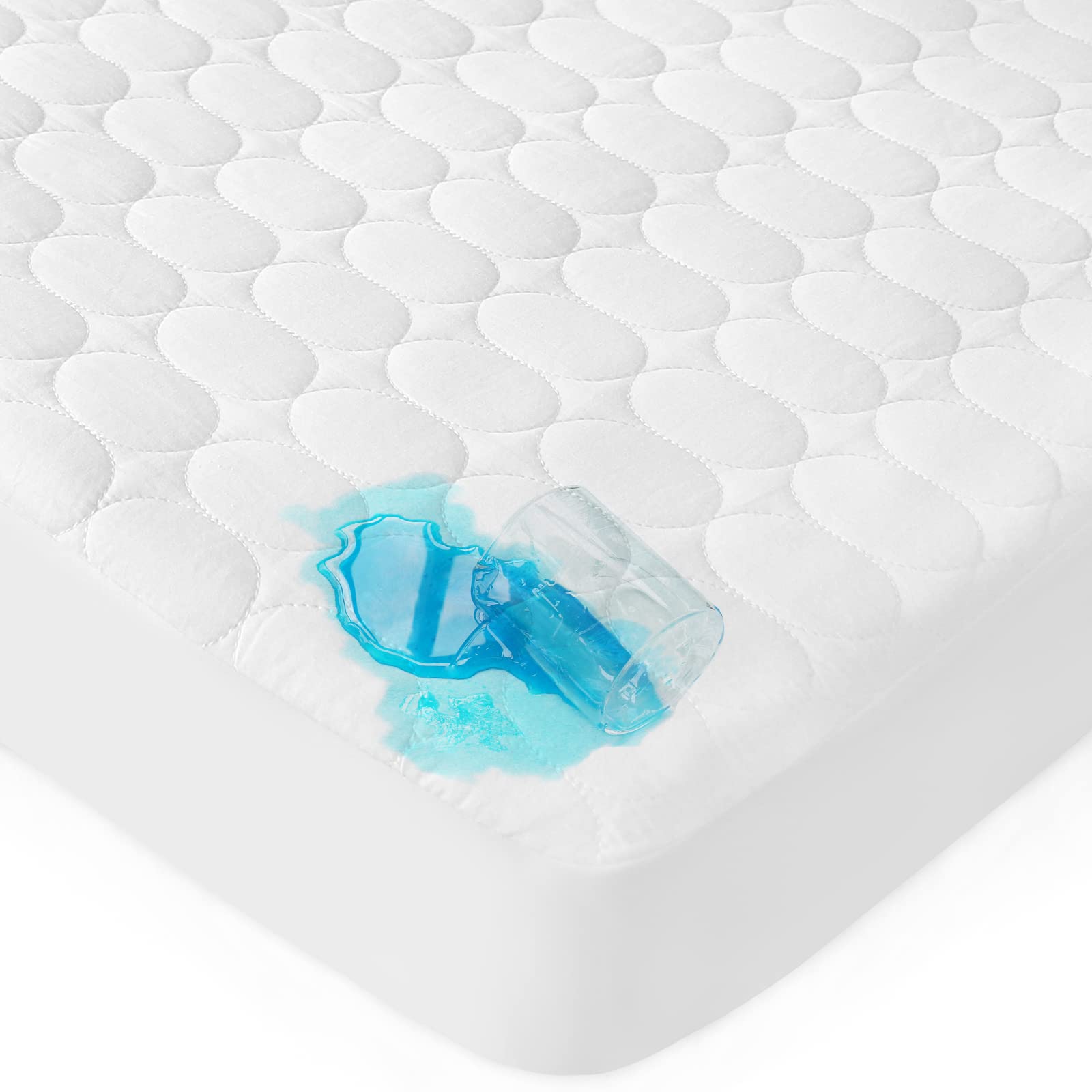 Pack N Play Mattress Pad Sheets Fitted Waterproof Mini Crib Mattress Protector 39β x 27β & Mini Crib Sheets, Pack n Play Sheet Fitted, 2 Pack
