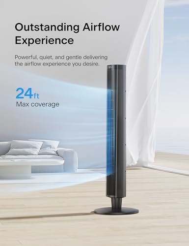 Pelonis 42-Inch Tower Fan for Bedroom β Oscillating Tower Fan with Remote Control β Indoor Quiet Fan with 6 Speeds, 4 Modes and 24-Hour Timer β ETL Certified