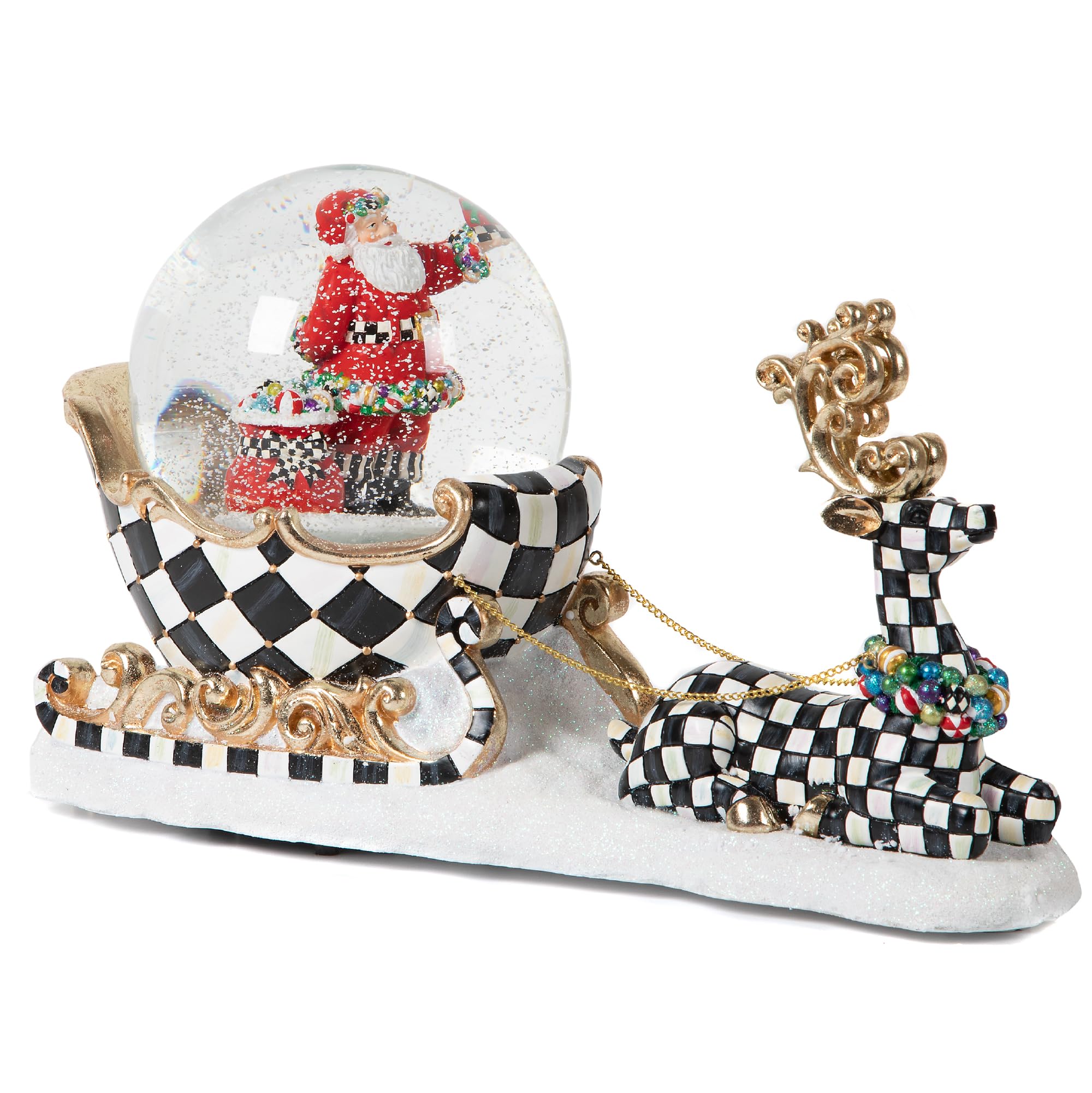 MACKENZIE-CHILDS Snow Globe, Christmas Decoration for Living Room, Holiday Decor, Dashing Through The Snow