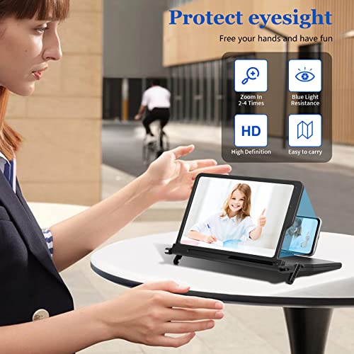 Newseego 12 β Foldable Phone Screen Magnifier, 3D HD Horizontal and Vertical Phone Amplifier Eye-Protective Movie Video and Game Enlarger Portable Phone Holder Screen Magnifier for Smartphones.