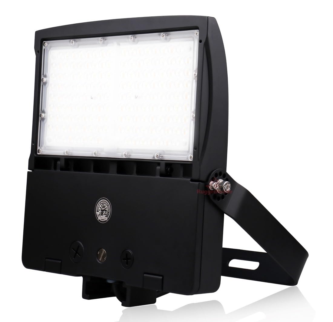 RuggedGrade 150 Watt - NextGen IV Series LED Flood Light with Photocell - 21,000 Lumen - Color Selectable 30K/40K/50K - Flood Mount - Black