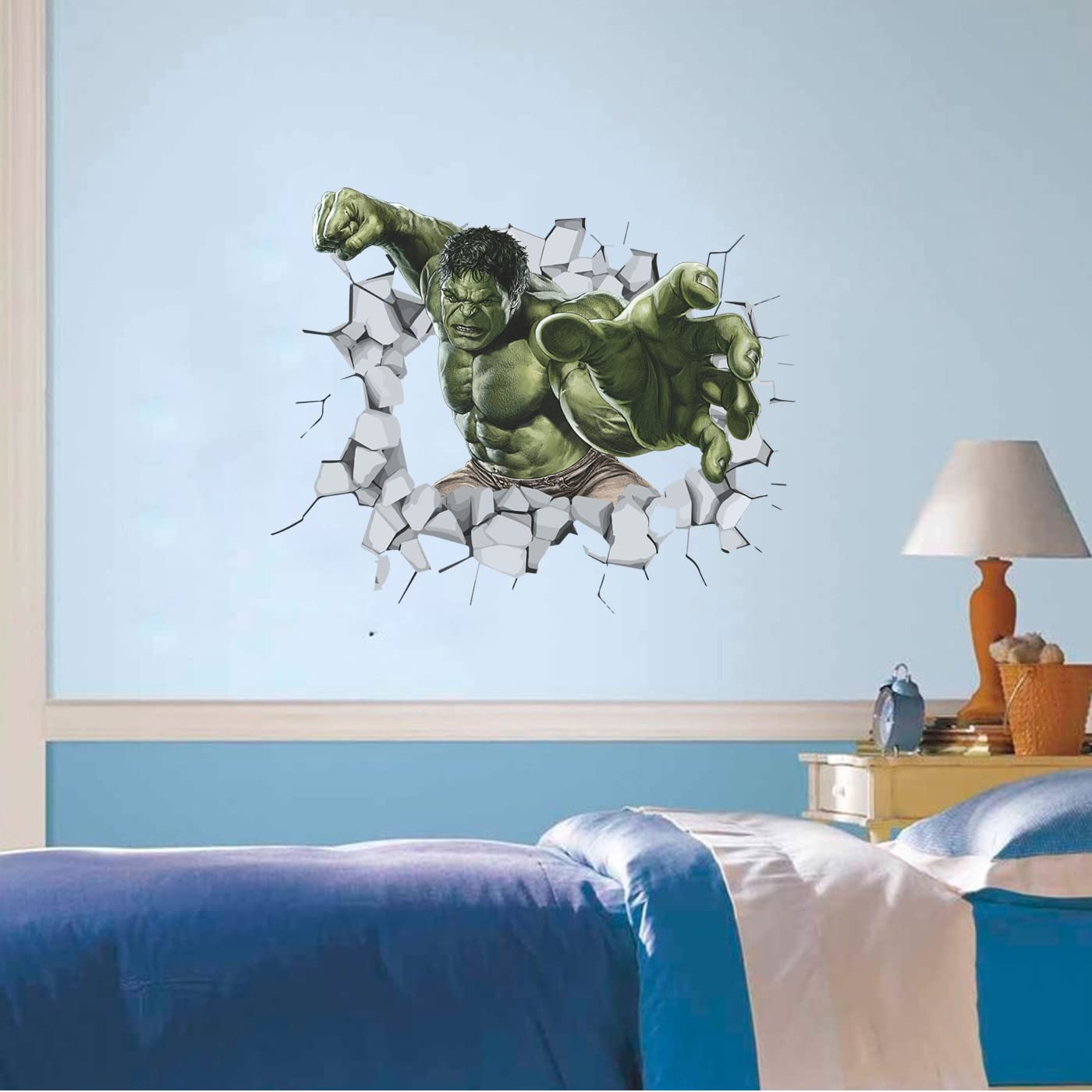 Kids Wall Decals Superhero Wall Poster Decal Stickers Green Man's Wall Decal Peel and Stick for Boys Playroom Bedroom Wall Decor