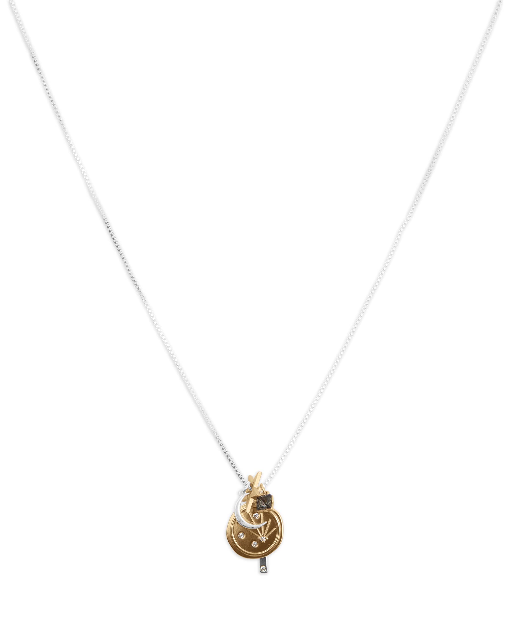 Lucky Brand Celestial Charm Pendant Necklace,Two Tone,One Size