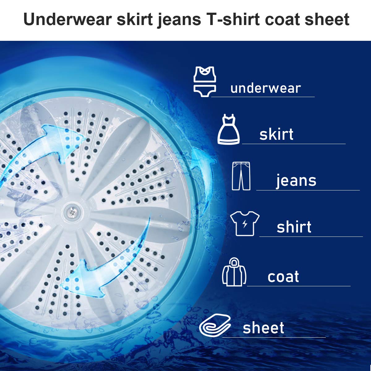 Waterjoy Portable Washing Machines, 7.7 lbs Load Capacity Portable Washer and Dryer Combo with Built-in Barrel Light & LED Display for Household and Apartment (Blue)