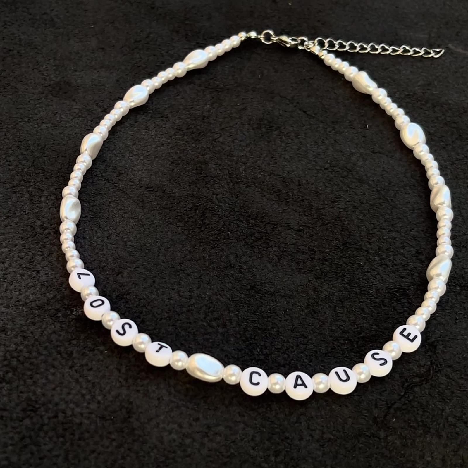 LOST CAUSE Necklace Inspired Miusic Adjustable Pearl Beaded Choker Necklace Fans Gifts