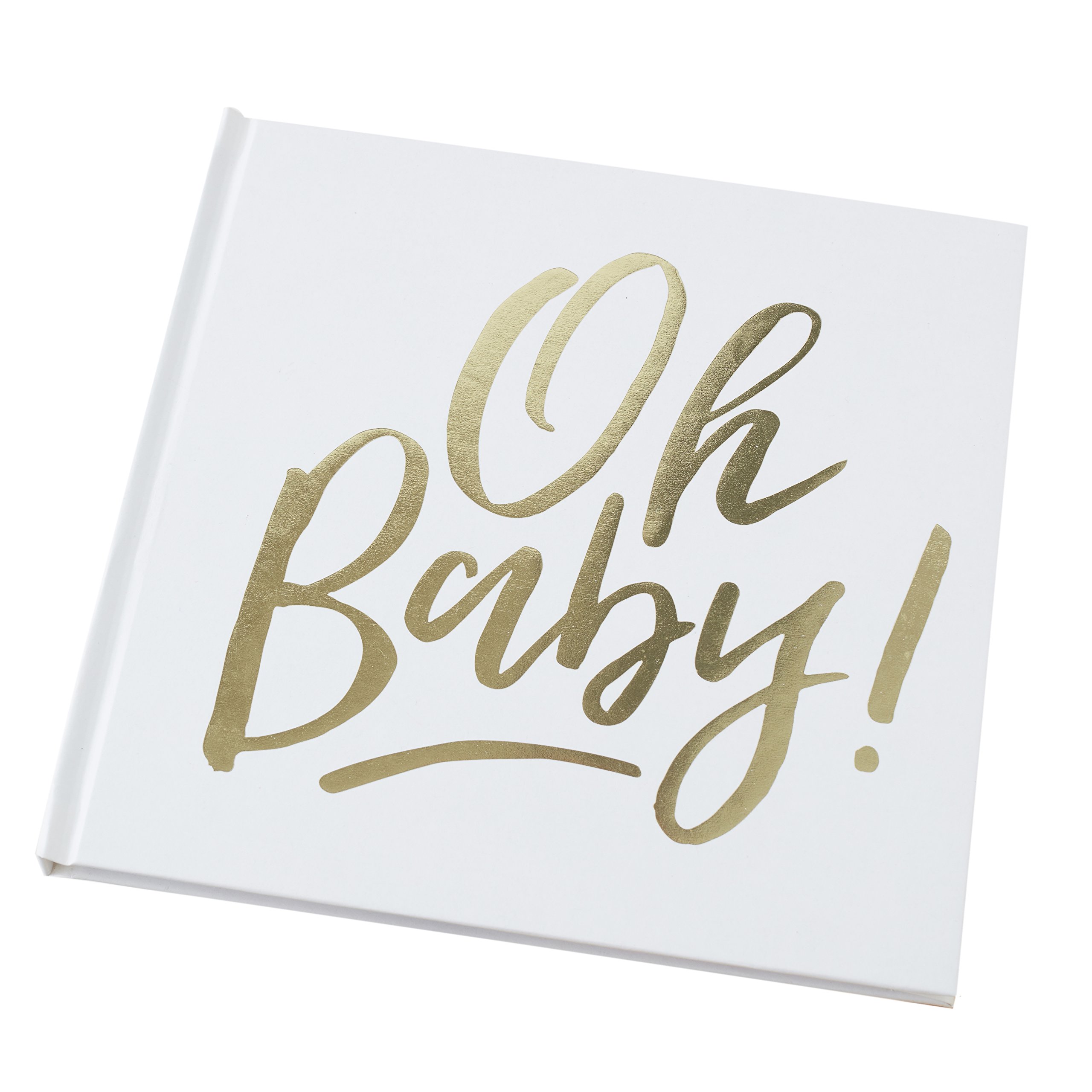 Ginger Ray White And Gold Foiled Oh Baby Shower Party Guestbook 1 Pack