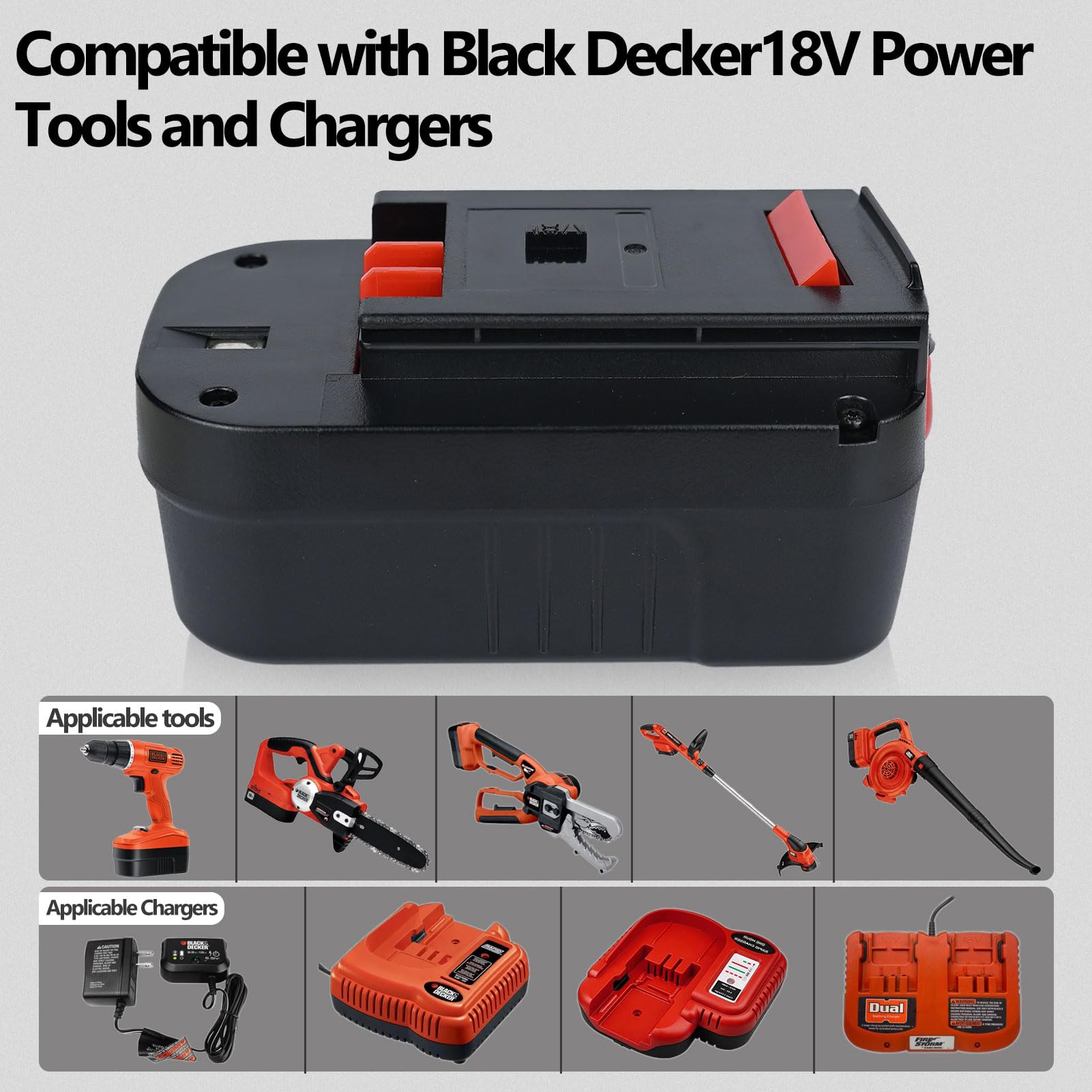 Qwenoer 18V 6.0h HPB18 Lithium Battery Replacement for Black and Decker 18V Battery 244760-00 HPB18 Battery A1718 A18 A18E A18NH HPB18-OPE FS180BX FS18BX FS18FL FSB18 Firestorm 18V Battery