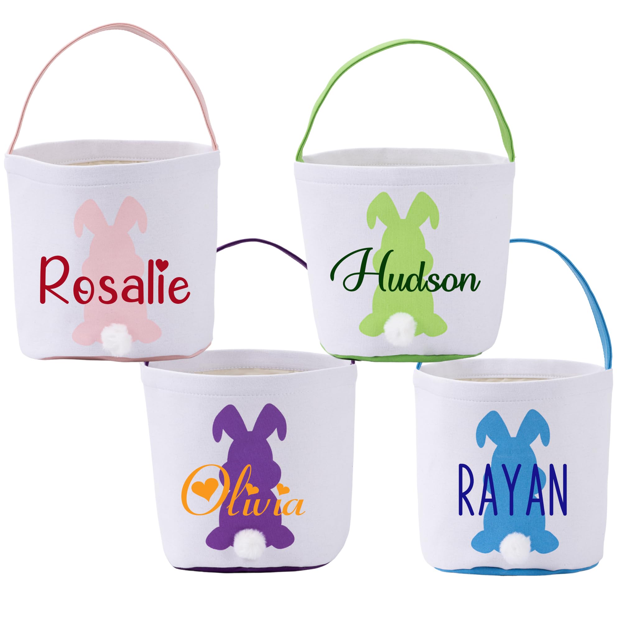 Personalized Easter Basket, Easter Bunny Basket for Kids, Easter Egg Hunt Tote Bag for Toys Candy Gift Party Decorations
