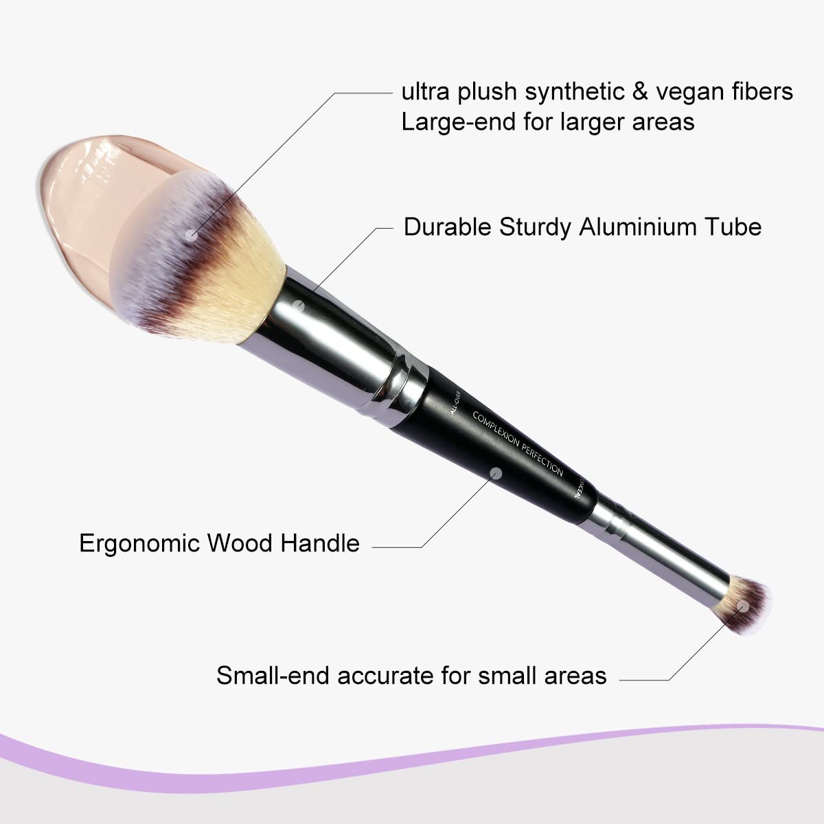 Party Queen Foundation Makeup Brush for Liquid Flawless Full Coverage Blending Buffing Complexion Base Corrector Powder Contour Pro Make Up Tools with Soft Short Densely Bristles