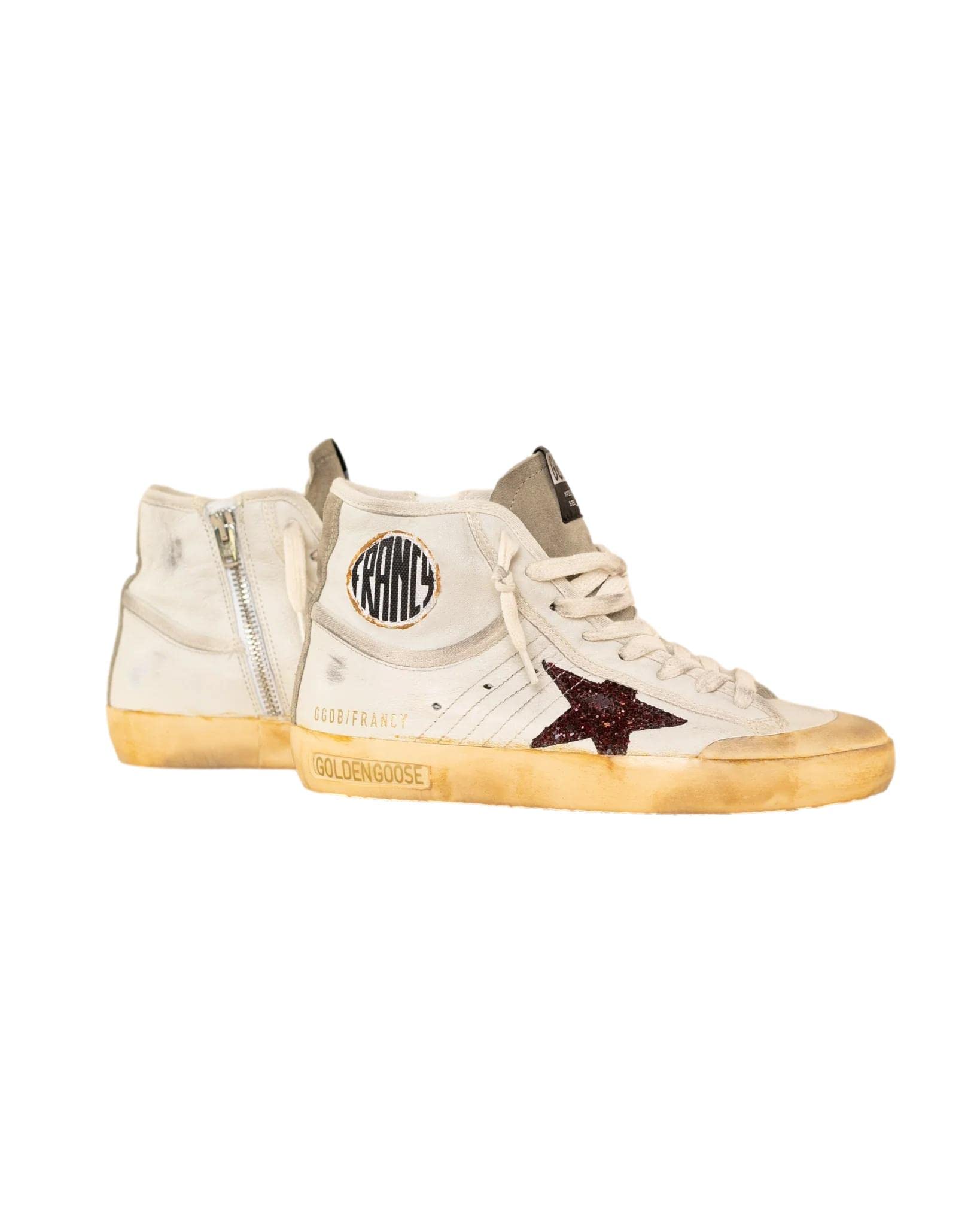 Golden Goose Women's Francy Penstar Sneakers, White/Taupe/Bordeaux (us_Footwear_Size_System, Adult, Women, Numeric, Medium, Numeric_9)