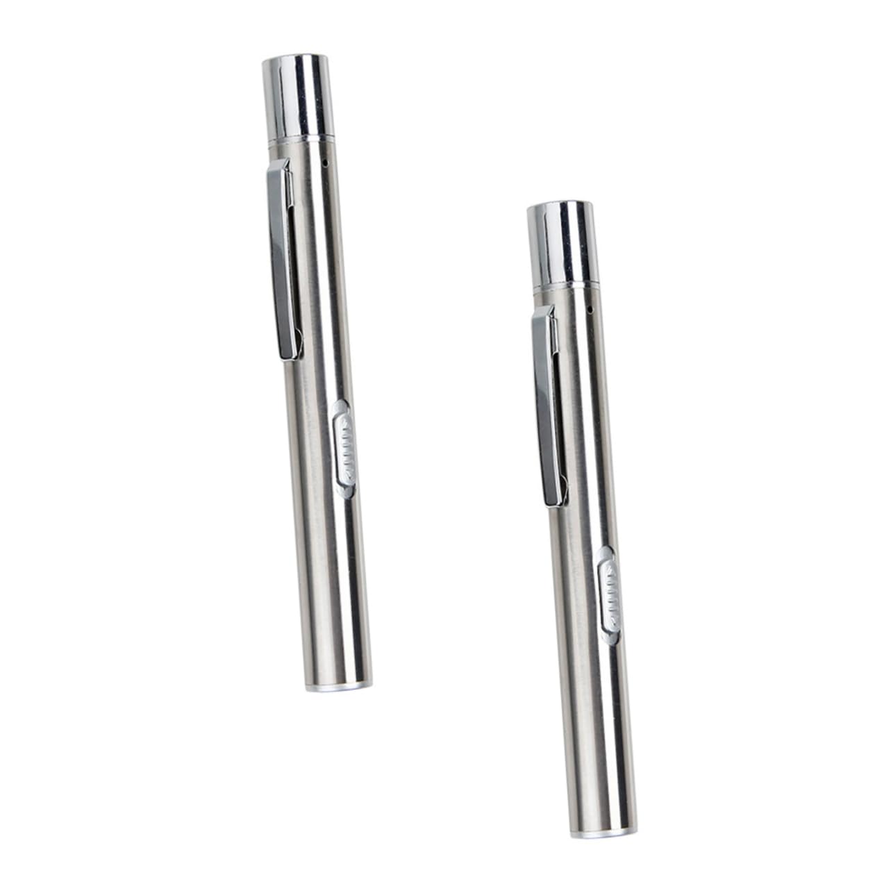 TOPPERFUN 2pcs Flashlight Waterproof Handheld Pen Light Pen Electric Torch Penlights Nursing Pen Lights Rechargeable Flash Light Medical Pen Light Pen for Doctors LED Silver Metal