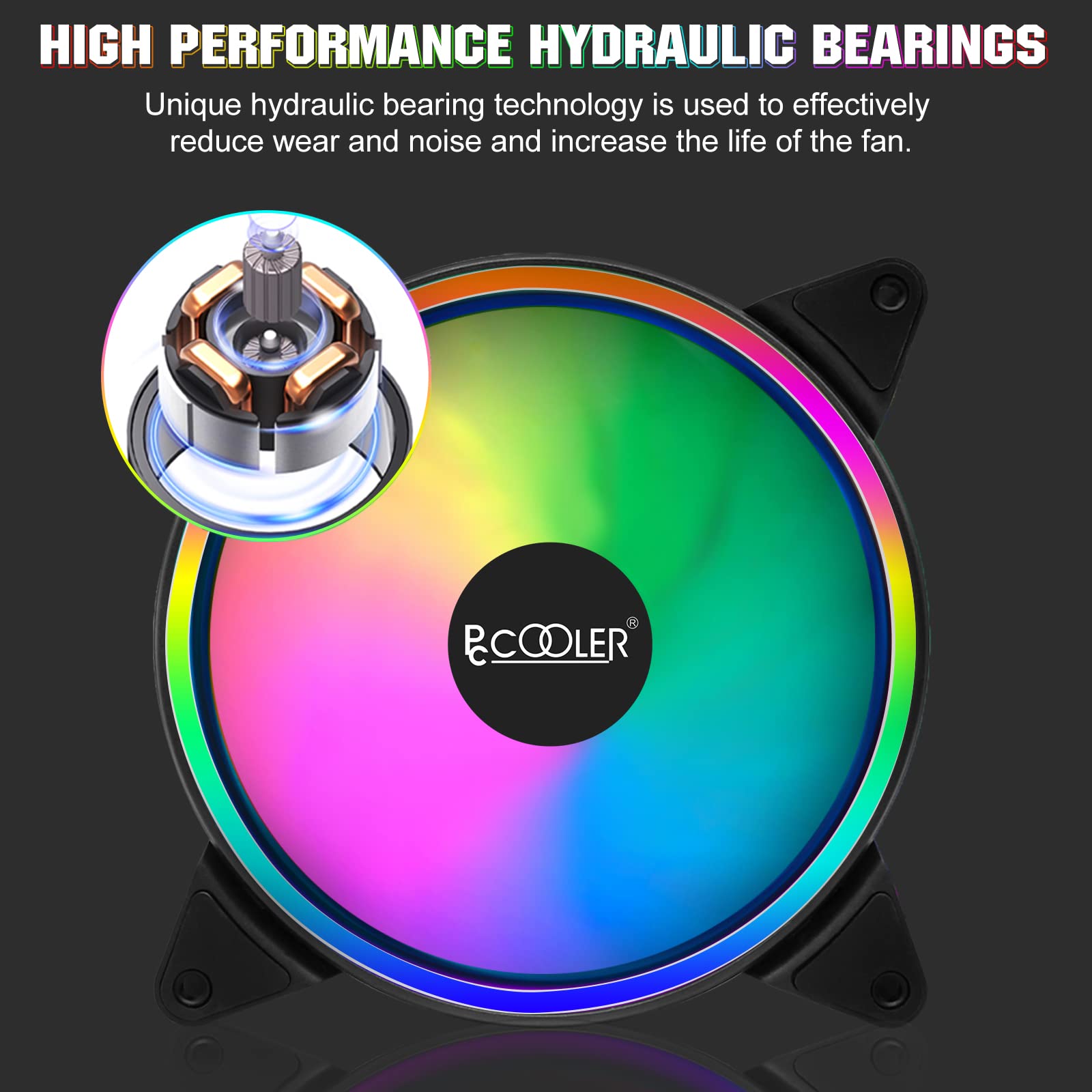PCCOOLER 140mm Fan Dual Light Loop Series, Premium 140mm RGB PWM Fan, ARGB 3-Pin PC Fan - High Performance Silent Computer Cooling Fan with Hydraulic Bearing - 140mm Case Fan for PC Cases