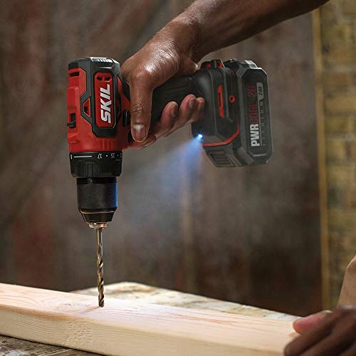 SKIL PWR CORE 20 Brushless 20V 1/2 Inch Drill Driver Includes 2.0Ah Lithium Battery and Standard Charger - DL529303