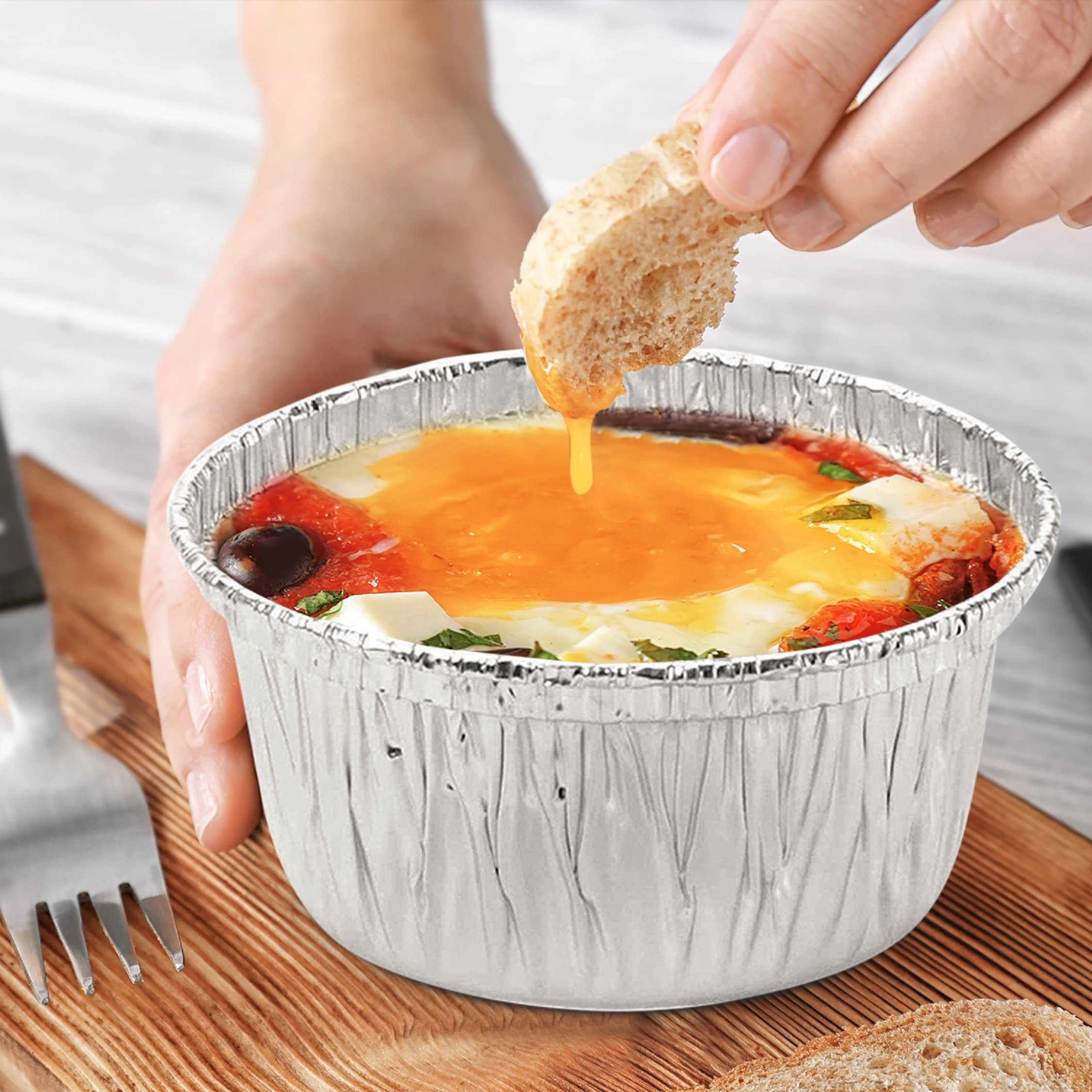 Pack of 100 Ramekins, American-Made 4 oz Aluminum Foil Utility Cups - Perfect for Baking, Cooking, and Serving