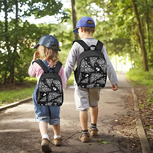 Sletend Toddler Backpack Gothic Skull Moth Waterproof Mini Backpack Boys/Girls Cute Small Backpack Kindergarten Pre School Bags (S)
