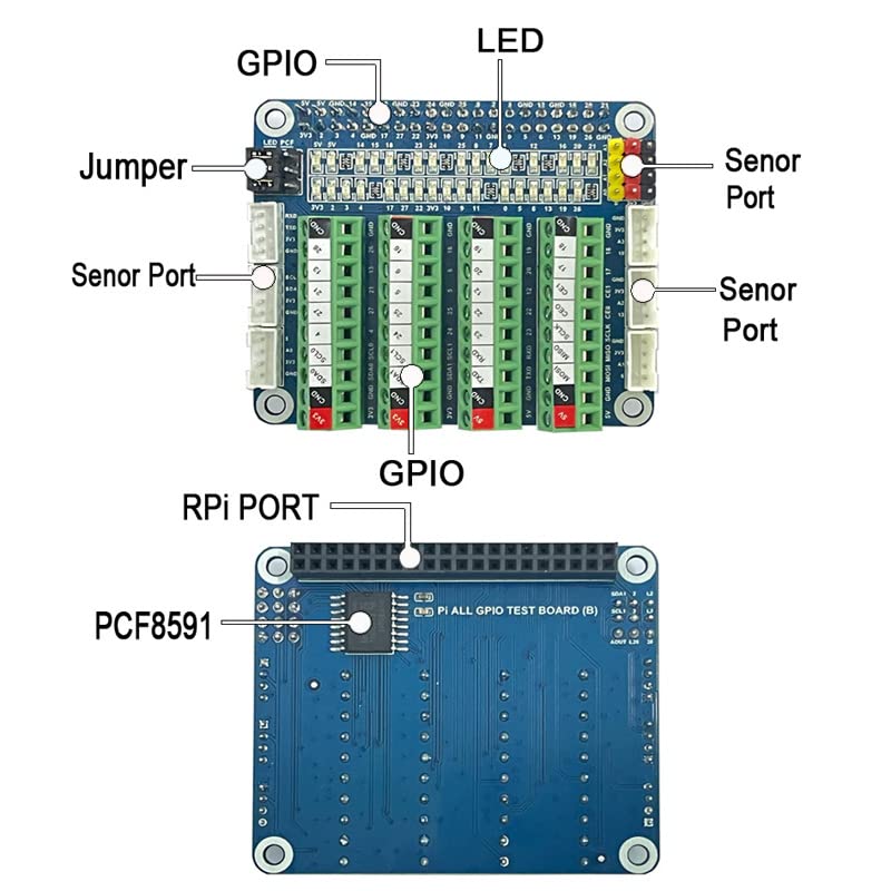 PCF8591 Expansion Board LED GPIO IO Test ADC/DCA Sensor Beginner Board for Raspberry Pi