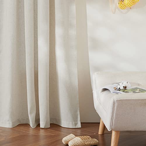 RYB HOME Semi Sheer Curtains 84 inches Long 2 Panels Set, Soft Linen Blend Sheer Privacy Curtains Soften Sunlight Drapes for Farmhouse Living Room Bedroom Patio Dining, W 52 x L 84 inch, Linen