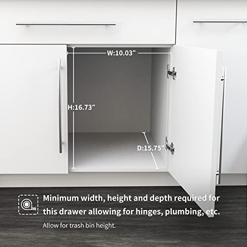 Tanamu Pull Out Trash Can Under Cabinet, 10 Gallon Pull-Out Under Mount Kitchen Waste Container Trash Cans, under sink trash can, Ball-Bearing Slider, Door Mounting Kit, Silver(Trash Can Not Included)