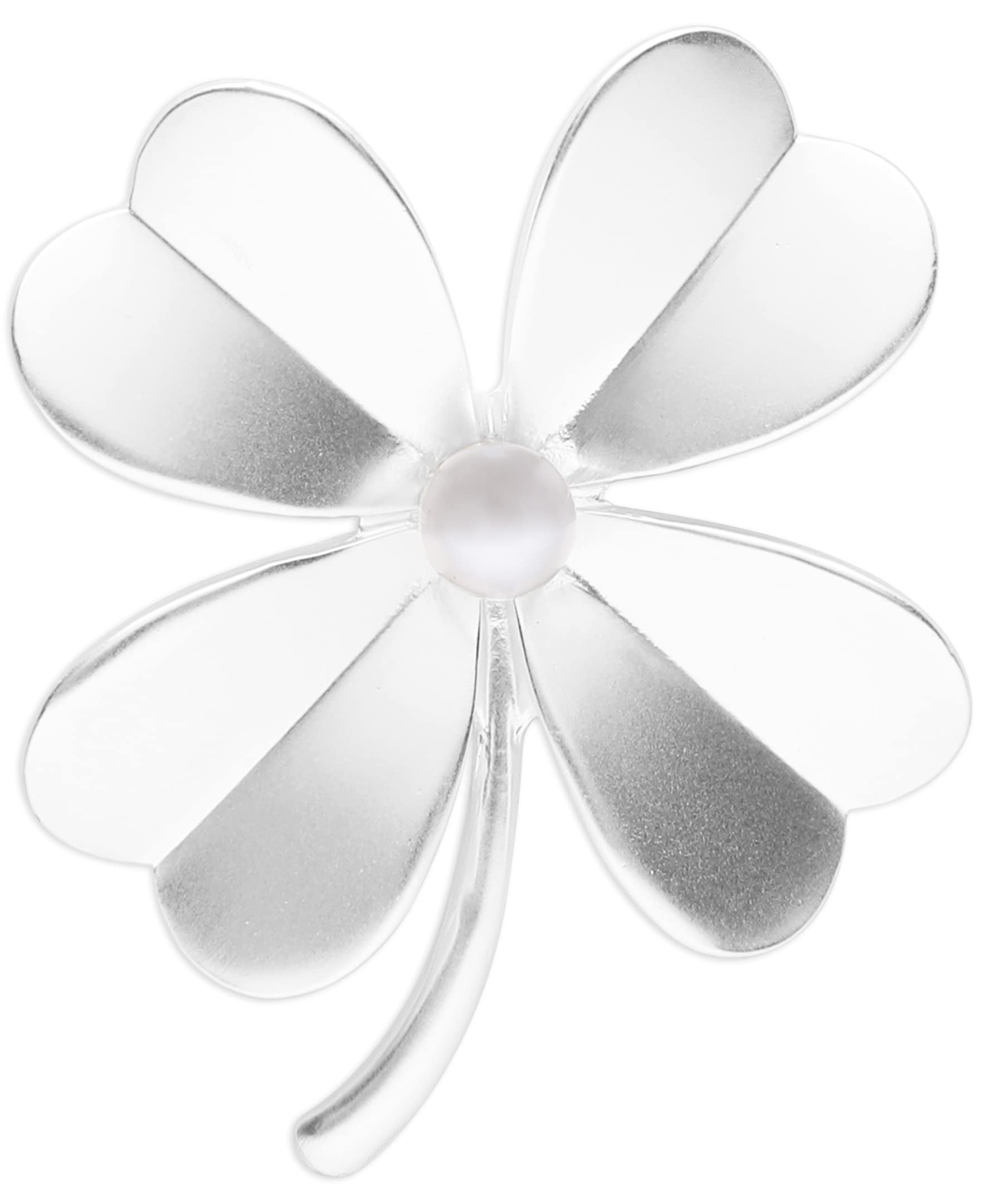 Lucky Brand Silver Tone Pearl Clover Brooch Pin,Silver,One Size