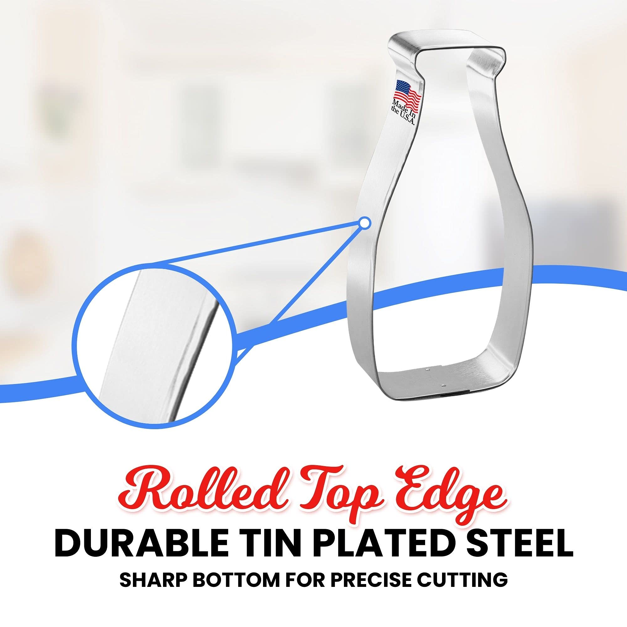 Milk Bottle Cookie Cutter 4.5 Inch β Made in the USA β Foose Cookie Cutters Tin Plated Steel β Milk Bottle Cookie Mold