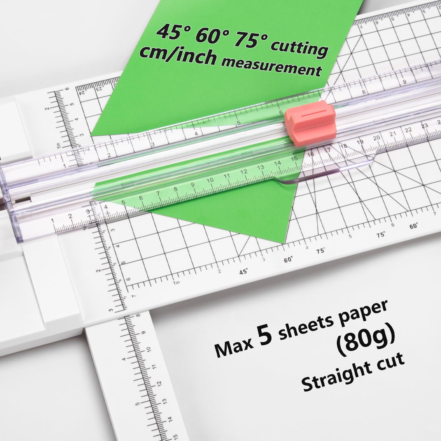 Paper Cutter for Craft:Paper Trimmer, Perforator, Folding, Pinking Cutting on Paper, Vinyl, Cardstock, Photo for Scrapbooking and Cardmaking Plus Sideways Ruler, Pink, Worklion