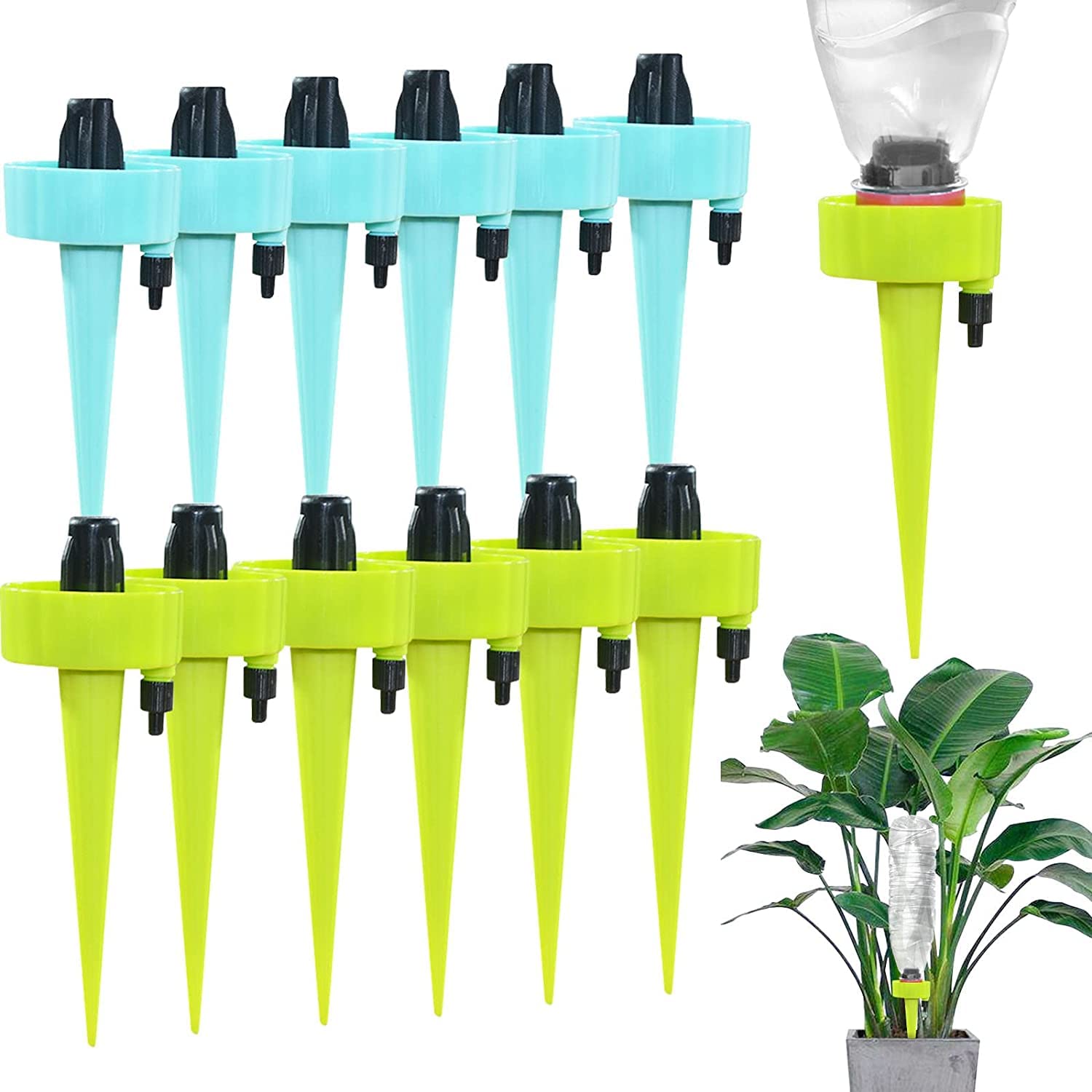Parrots Treasure Self Watering Spikes, Automatic Plant Devices, Adjustable Drip Irrigation System with Slow Release Control Valve Switch, Suitable for Outdoor Indoor Plants