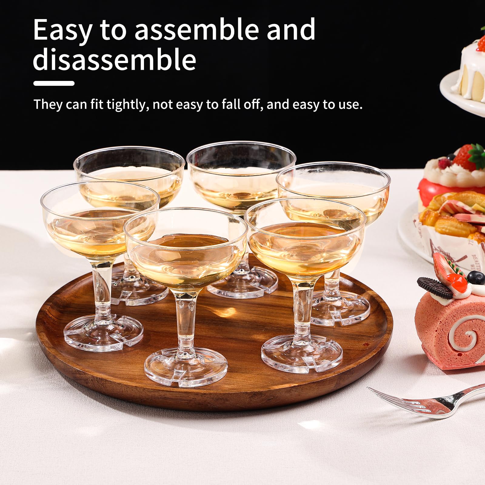 ZOMUIA 50 Pack Acrylic Champagne Coupe Glasses Plastic Champagne Tower for Party Wedding Martini Cocktail Glasses Reusable Champagne Cups for Wedding Birthday Party Anniversary, 5oz